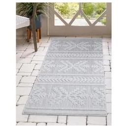 Teppich Carpet City "In-& Outdoorteppich Santorini 411, 3D-Effekt, Boho-Optik", grau, B:80cm H:5mm L:150cm, Polypropylen, Teppiche, Teppich, Wetterfest & UV-best&auml;ndig f&uuml;r Terrasse, Balkon, K&uuml;che, Flur