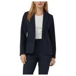 Jackenblazer s.Oliver BLACK LABEL, Damen, Gr. 48, navy, Web, Obermaterial: 62% Polyester, 33% Viskose, 5% Elasthan. Futter: 100% Polyester, unifarben, tailliert h&uuml;ftbedeckend, V-Ausschnitt, Blazer, mit 1-Knopf-Verschluss und Viskose-Stretch