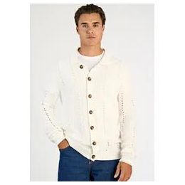 Strickjacke LINDBERGH "Cardigan Relaxed Fit", Herren, Gr. L, sanftes wei&szlig;, Obermaterial: 100% Baumwolle, Strickjacken Strickjacke