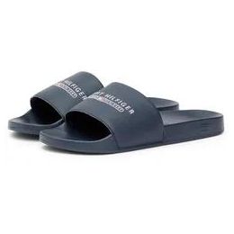Pantolette Tommy Hilfiger "Tommy Hilfiger RAISED POOL SLIDE", Herren, Gr. 41, dunkelblau, Synthetik, Schuhe Pantolette, Sommerschuh, Badeschuh, Haussschuh mit Logoschriftzug