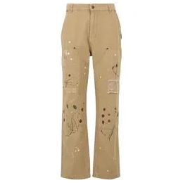 Cargohose Karl Kani "Karl Kani KK OG Paintsplatter Cargo Pants", Herren, Gr. L, US-Gr&ouml;&szlig;en, sand, 100% Baumwolle, loose fit, Hosen Cargohose