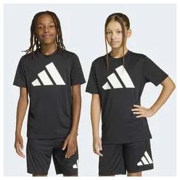 T-Shirt Adidas SPORTSWEAR "TRAIN ESSENTIALS BIG LOGO", M&auml;dchen, Gr. 164, schwarz, wei&szlig;, Obermaterial: 100% Polyester, Rundhals, Shirts T-Shirt