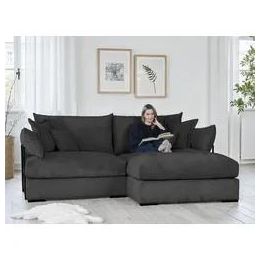 Ecksofa Home Affaire "Casa XL L-Form, B: 190 cm", anthrazit, B:190cm T:187cm, 100% Polyester, Sofas, Ecksofa, 4 Zierkissen, Mega-Sofa, in Cord oder Chenille-Struktur, Federkern