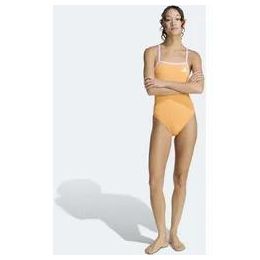 Badeanzug Adidas PERFORMANCE "ESS THSTRP SUIT", Damen, Gr. 46, N-Gr, pure tangerine, bliss lila, Obermaterial: 100% Polyester, Badeanz&uuml;ge Badeanzug