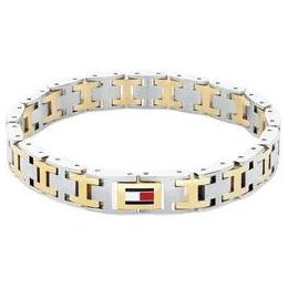 Gliederarmband Tommy Hilfiger "H-LINK", edelstahlfarben, blau, rot, wei&szlig;, gelbgoldfarben, Armb&auml;nder, Herren, 19cm, Edelstahl, Gliederarmband