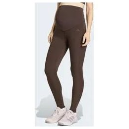 Trainingstights Adidas PERFORMANCE "OPT ESS MAT 1/1", Damen, Gr. L, N-Gr, aurora coffee, normal, gr., Obermaterial: 85% Polyester, 15% Elasthan, Hosen, Umstands-Leggings