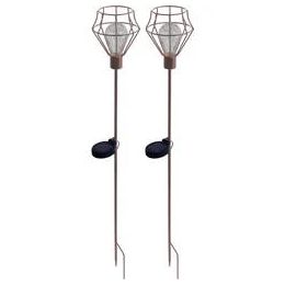 Gartenleuchte Luxform "Solar-Erdspie&szlig;-Gartenlampe - Pentagon - 2 St&uuml;ck", braun (bronze), 2 Stk., Leuchten, Gartenleuchte, Dekoratives Gartenornament