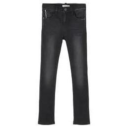 Slim-fit-Jeans name it "NKMTHEO XSLIM JEANS", Jungen, Gr. 134, N-Gr, schwarz (schwarz, denim), Denim/Jeans, Obermaterial: 41% Viskose, 31% Baumwolle, 25% Polyester, 3% Elasthan, Abriebeffekte, slim fit lang, Jeans Slim-fit-Jeans