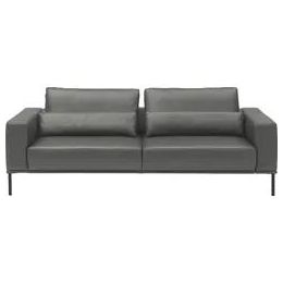 3-Sitzer Musterring "JustBPM100, 222 cm breit, aus hochwertigem Leder", fango, B:222cm H:88cm T:107cm, 100% Leder, Sofas, wahlweise mit Nierenkissen und mot. Sitzauszug, Metallfu&szlig; in schwarz