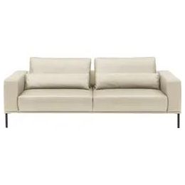 3-Sitzer Musterring "JustBPM100, 242 cm breit, aus hochwertigem Leder", pearl, B:242cm H:88cm T:107cm, 100% Leder, Sofas, XL-Sofa, wahlweise mit Nierenkissen und mot. Sitzauszug, Fu&szlig; schwarz