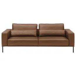 3-Sitzer Musterring "JustBPM100, 222 cm breit, aus hochwertigem Leder", brandy, B:222cm H:88cm T:107cm, 100% Leder, Sofas, wahlweise mit Nierenkissen und mot. Sitzauszug, Metallfu&szlig; in schwarz
