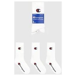Sportsocken Champion "3 Pack Crew Socks", M&auml;dchen, Gr. 31-34, wht, wht, wht, ns, Obermaterial: 70% Baumwolle, 28% Polyester, 2% Elasthan, Socken Sportsocken, f&uuml;r Kinder, dreiteiliges Set, sportlicher Stil