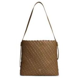 Tragetasche Tommy Hilfiger "TH BRAIDED MAXI HOBO", Damen, Gr. B/H/T: 36cm x 36cm x 13cm, braun, Lederimitat, Taschen, Damen Umh&auml;ngetasche, Schultertasche mit TH-Logo