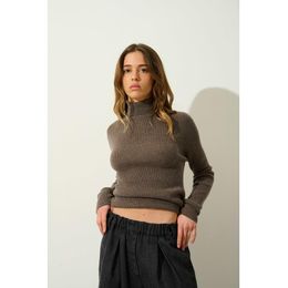 AUTHENTIC CASHMERE Kaschmir-Rollkragenpullover "Suzie" in Taupe - 63% | Gr&ouml;&szlig;e XL | Damen-pullover-cardigans