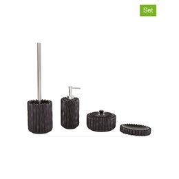 HEINE HOME 4tlg. Set: Badaccessoires in Schwarz - 55% | Badezimmer-accessoires
