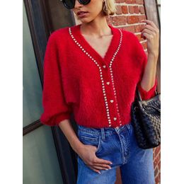 Milan Kiss Cardigan in Rot - 72% | Gr&ouml;&szlig;e L | Damen-pullover-cardigans