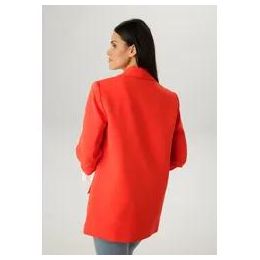 Longblazer Aniston SELECTED, Damen, Gr. 36, rot, Web, Obermaterial: 95% Polyester, 5% Elasthan. Futter: 100% Polyester, unifarben, l&auml;ssig geschnitten h&uuml;ftbedeckend, Blazer Longblazer, mit modischem Reverskragen und gerafften &Auml;rmeln