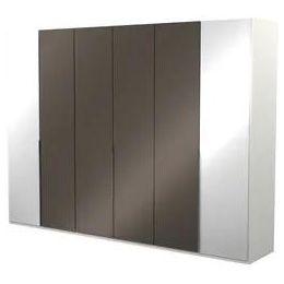 Kleiderschrank Musterring "San Diego, Kleiderschrank, Schrank, Garderobe, mit Glast&uuml;ren", wei&szlig;, B:300cm H:216cm T:58cm, Glas, Holzwerkstoff, Schr&auml;nke, Kleiderschrank, 6-t&uuml;rig (ged&auml;mpft), 6 B&ouml;den, 3 Kleiderstangen, Chromgriffe