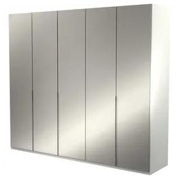 Kleiderschrank Musterring "San Diego, Kleiderschrank, Schrank, Garderobe, mit Glast&uuml;ren", wei&szlig;, B:250cm H:216cm T:58cm, Glas, Holzwerkstoff, Schr&auml;nke, Kleiderschrank, 5-t&uuml;rig (ged&auml;mpft), 6 B&ouml;den, 3 Kleiderstangen, Chromgriffe