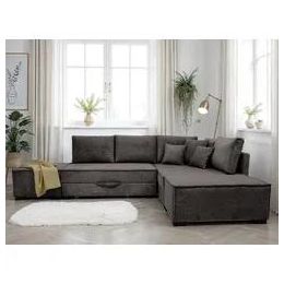 Ecksofa Home Affaire "Night & Day L-Form, B: 316 cm mit Dauer-Schlaffunktion 180x200 cm", dunkelgrau, B:316cm T:215cm, 100% Polyester, Sofas, Ecksofa, Set: Sofa & Hocker, Bettfunktion, Bettkasten & Kissen, Boxspringbett
