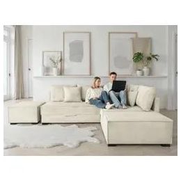 Ecksofa Home Affaire "Night & Day L-Form, B: 316 cm mit Dauer-Schlaffunktion 180x200 cm", cream, B:316cm T:215cm, 100% Polyester, Sofas, Ecksofa, Set: Sofa & Hocker, Bettfunktion, Bettkasten & Kissen, Boxspringbett