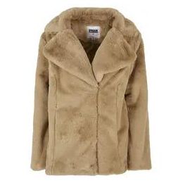 Winterjacke Urban Classics "Urban Classics Damen Ladies Lapel Teddy Jacket", Damen, Gr. S, unionbeige, 100% Polyester, unifarben, oversize, amerikanischer Ausschnitt, Jacken Winterjacke