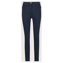 Madeleine Mode Regular-fit-Jeans MADELEINE "Jeans Mid Waist Skinny-Hose mit Fransen", Damen, Gr. 21, N + K Gr, blau (marine), Obermaterial: 92% Baumwolle CO. 6% Polyester PES. 2% Elasthan EL., Modern, normal, Jeans, mit Fransensaum