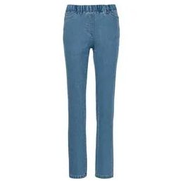 Regular-fit-Jeans GOLDNER "Baumwollhose mit Rundumdehnbund", Damen, Gr. 52, N-Gr, blau (hellblau), Obermaterial: 75% Baumwolle CO. 23% Polyester PES. 2% Elasthan EL., normal, Jeans, Ohne