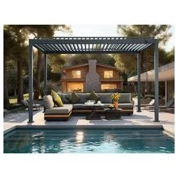 Pavillon Konifera "Pergola Lucida Premium", anthrazit, B/H/T: 392,5cm x 250cm x 288cm, Pavillons, Pergola aus hochwertigstem Material 100% Aluminium, Lamellendach, Topseller