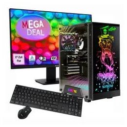 GAMEMAX PC-Komplettsystem "MegaDeal Rockstar 2723 AMD Ryzen 5 5600GT 16GB 480GB SSD", Energieeffizienz: E (A-G), schwarz, Microsoft Windows 11 Home (64 Bit), 16 GB RAM 480 GB SSD, Computer_Komplettsysteme, Windows 11 + MSI PRO MP273A Monitor, 69cm (27")