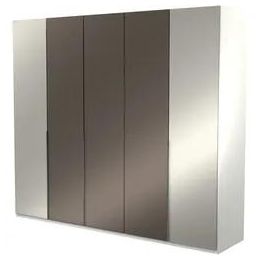 Kleiderschrank Musterring "San Diego, Kleiderschrank, Schrank, Garderobe, mit Glast&uuml;ren", wei&szlig;, B:250cm H:236cm T:58cm, Glas, Holzwerkstoff, Schr&auml;nke, Kleiderschrank, 5-t&uuml;rig (ged&auml;mpft), 6 B&ouml;den, 3 Kleiderstangen, Chromgriffe