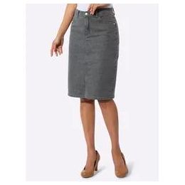 Jeansrock Casual Looks, Damen, Gr. 48, grau, denim, 99% Baumwolle, 1% Elasthan, unifarben, kurz, R&ouml;cke Jeansrock