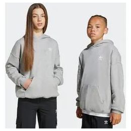 Kapuzensweatshirt Adidas ORIGINALS "WEIT GESCHNITTENER FLEECE-HOODIE KIDS", M&auml;dchen, Gr. 152, medium grau heather, wei&szlig;, Obermaterial: 70% Baumwolle, 30% Polyester, normal, Rundhals, angesetztes B&uuml;ndchen, Sweatshirts