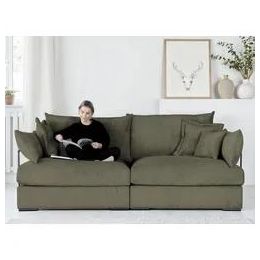 Big-Sofa Home Affaire "Casa XXL, B: 247 cm", khaki, B:247cm T:123cm, 100% Polyester, Sofas, Big-Sofa, 4 Zierkissen, Mega-Sofa, in Cord oder Chenille-Struktur, Federkern