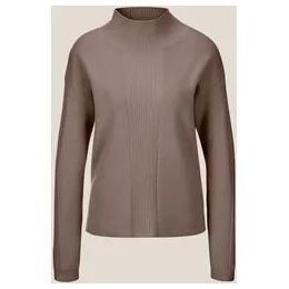 Madeleine Mode Longpullover MADELEINE "Strickpullover Kaschmir-Pullover mit Pointelle-Muster", Damen, Gr. 44/46, beige (cappuccino), Obermaterial: 90% Schurwolle WV. 10% Kaschmir WS., Modern, normal, Pullover Longpullover, Mit Ripp-und Ajourstrick
