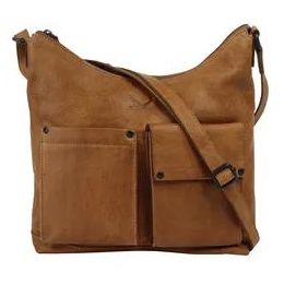 Umh&auml;ngetasche Sansibar, Damen, Gr. B/H/T: 29cm x 25cm x 10cm onesize, braun (cognac), Leder, leicht gl&auml;nzend, unifarben, Taschen Umh&auml;ngetasche, echt Leder
