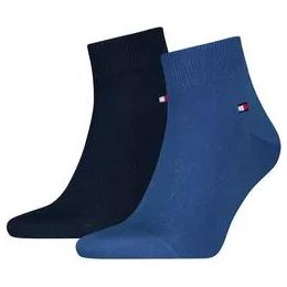 Kurzsocken Tommy Hilfiger "TH MEN QUARTER 2P", Herren, Gr. 43-46, blau, Baumwollmischung, normal, Socken, weicher, elastischer Rippenbund, klassisches Tommy Hilfiger Logo