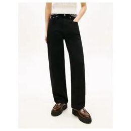Tommy Hilfiger Straight-Jeans TOMMY JEANS "LAYLA HR SLIM STR", Damen, Gr. 27, L&auml;nge 28, denim schwarz, Denim/Jeans, Obermaterial: 99% Baumwolle, 1% Elasthan, unifarben, slim fit lang, Jeans Straight-Jeans, High Waist, Baumwoll-Qualit&auml;t