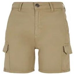 Cargohose Urban Classics "Urban Classics Damen Ladies High Waist Cargo Shorts", Damen, Gr. 34, Normalgr&ouml;&szlig;en, unionbeige, 98% Baumwolle, 2% Elasthan, unifarben, normal, Hosen Cargohose