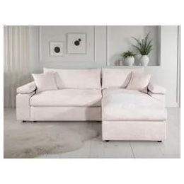 Ecksofa OTTO HOME "Cosy L-Form, B: 234 cm, Sitzaufbau im Sandwich-Federkern", beige, B:234cm T:162cm, 100%Polyester, Sofas, Ecksofa, 2 Zierkissen, Mega-Sofa, Cord oder Struktur weich, Kaltschaumauflage