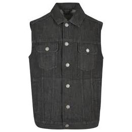 Jeansjacke Urban Classics "Urban Classics Herren Denim Vest", Herren, Gr. S, schwarz washed, 100% Baumwolle, unifarben, normal, amerikanischer Ausschnitt, Jacken Jeansjacke