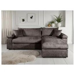 Ecksofa OTTO HOME "Cosy L-Form, B: 234 cm, Sitzaufbau im Sandwich-Federkern", anthrazit, B:234cm T:162cm, 100%Polyester, Sofas, Ecksofa, 2 Zierkissen, Mega-Sofa, Cord oder Struktur weich, Kaltschaumauflage