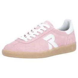 Sneaker Rieker SPORT "San Diego Swing2GO", Damen, Gr. 38, rosa (rosa, wei&szlig;), Veloursleder, unifarben mit Farbeinsatz, Schuhe Sneaker, Retro-Sneaker, Freizeitschuh, Halbschuh mit herausnehmbarem Fu&szlig;bett