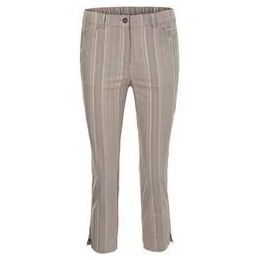 Caprihose GOLDNER "Verk&uuml;rzte Strukturhose in elastischer Ware", Damen, Gr. 42, N-Gr, grau (zement), Obermaterial: 45% Elastomultiester ELE. 44% Baumwolle CO. 7% Viskose CV. 4% Polyester PES., normal, Hosen Caprihose, perfekter Sitz mit viel Komfort