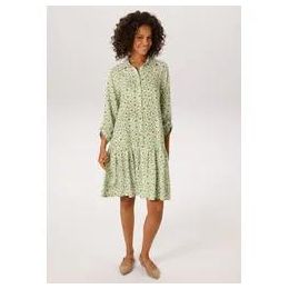 Blusenkleid Aniston CASUAL, Damen, Gr. 42, N-Gr, gr&uuml;n (apfelgr&uuml;n, wei&szlig;braun), Web, Obermaterial: 100% Viskose, bedruckt, gebl&uuml;mt, l&auml;ssig geschnitten kniefrei, Krempel&auml;rmel, Kleider Blusenkleid, mit grafischen Bl&uuml;ten bedruckt