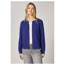 Cardigan Street One, Damen, Gr. 40, amparo blau, Stoff, 70% Polyester, 25% Viskose, 5% Elasthan, Strukturmuster, normal normal, Rundhals, B&uuml;ndchen, Strickjacken, mit Struktur