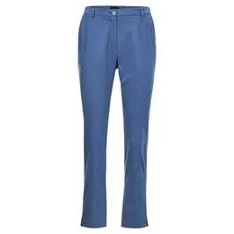 Stoffhose GOLDNER "Kurzgr&ouml;&szlig;e Sportive Hose Anna aus trageangenehmen Satin", Damen, Gr. 21, K-Gr, blau (schieferblau), Obermaterial: 64% Baumwolle CO. 33% Polyester PES. 3% Elasthan EL., normal, Hosen Stoffhose, Perfekt sitzende und anschmiegsame Passform