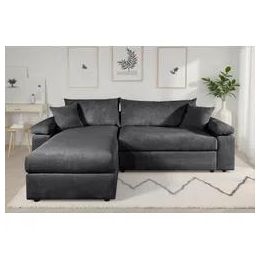 Ecksofa OTTO HOME "Cosy L-Form, B: 234 cm, Sitzaufbau im Sandwich-Federkern", anthrazit, B:234cm T:162cm, 100%Polyester, Sofas, Ecksofa, 2 Zierkissen, Mega-Sofa, Cord oder Struktur weich, Kaltschaumauflage