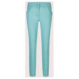 Madeleine Mode Stoffhose MADELEINE "Hose Schlanke Five-Pocket mit Stretch-Komfort", Damen, Gr. 17, N + K Gr, blau (aqua), Obermaterial: 71% Baumwolle CO. 26% Modal CMD. 3% Elasthan EL., Modern, Hosen Stoffhose, Stretch-Komfort