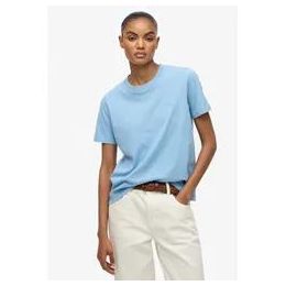 T-Shirt Superdry "Essential Logo Emb Tee", Damen, Gr. M, blaubell, Single Jersey, Obermaterial: 100% Baumwolle, unifarben, normal, Rundhals, Shirts T-Shirt